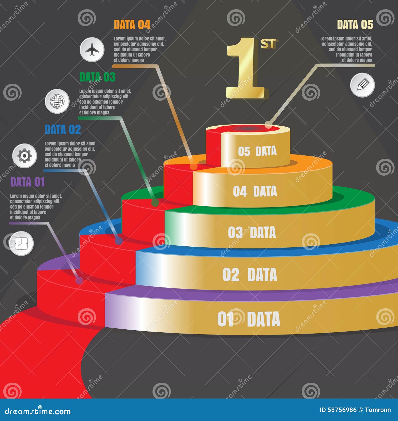 5 Stair/platform Strategy Steps, Business Infographics Template. Stock ...