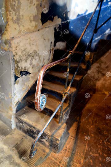 Stair Railing Inside Antique Prison Stock Image - Image of haunted ...
