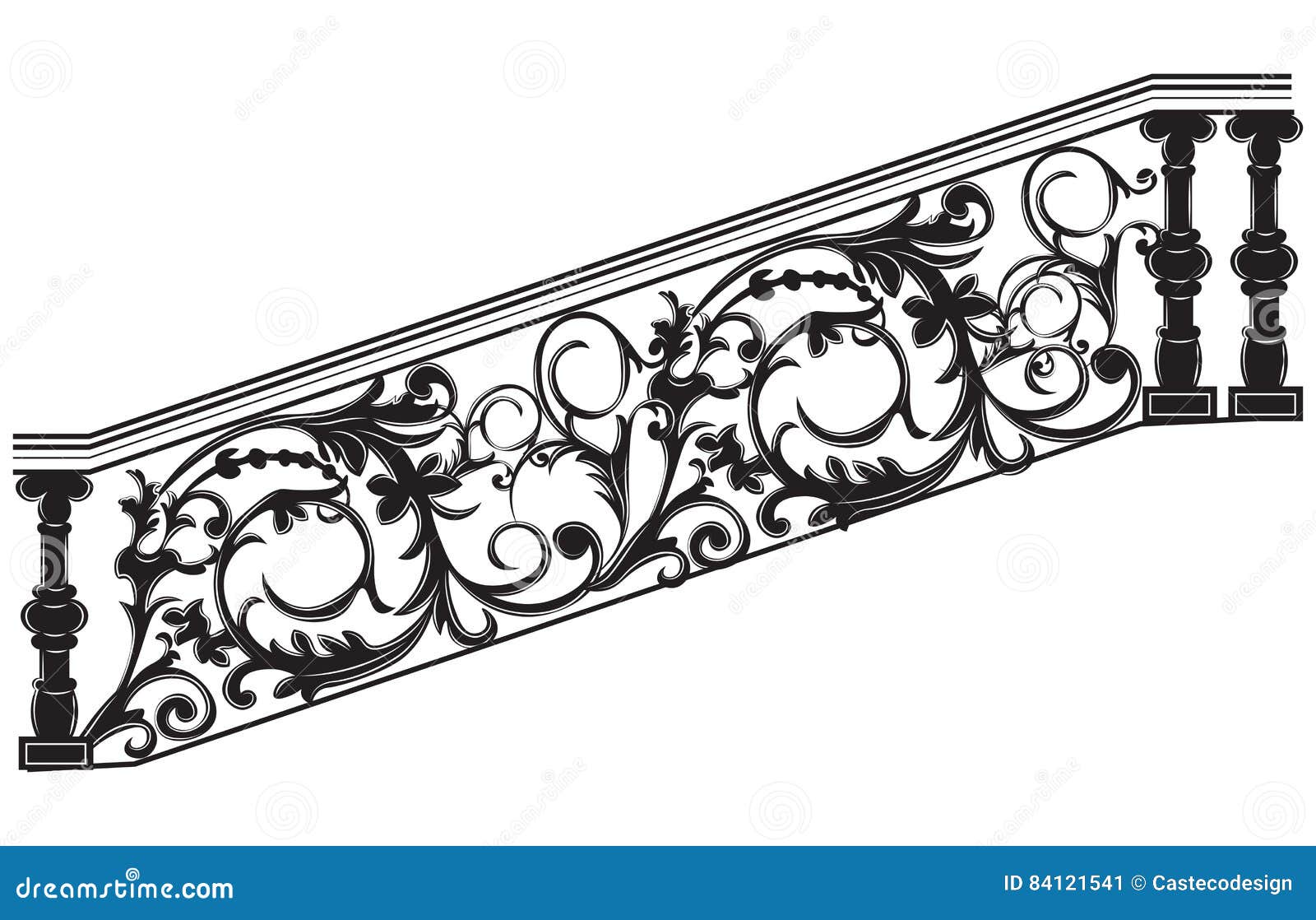 Stair railing Vector stock vector. Illustration of cutout - 84121541