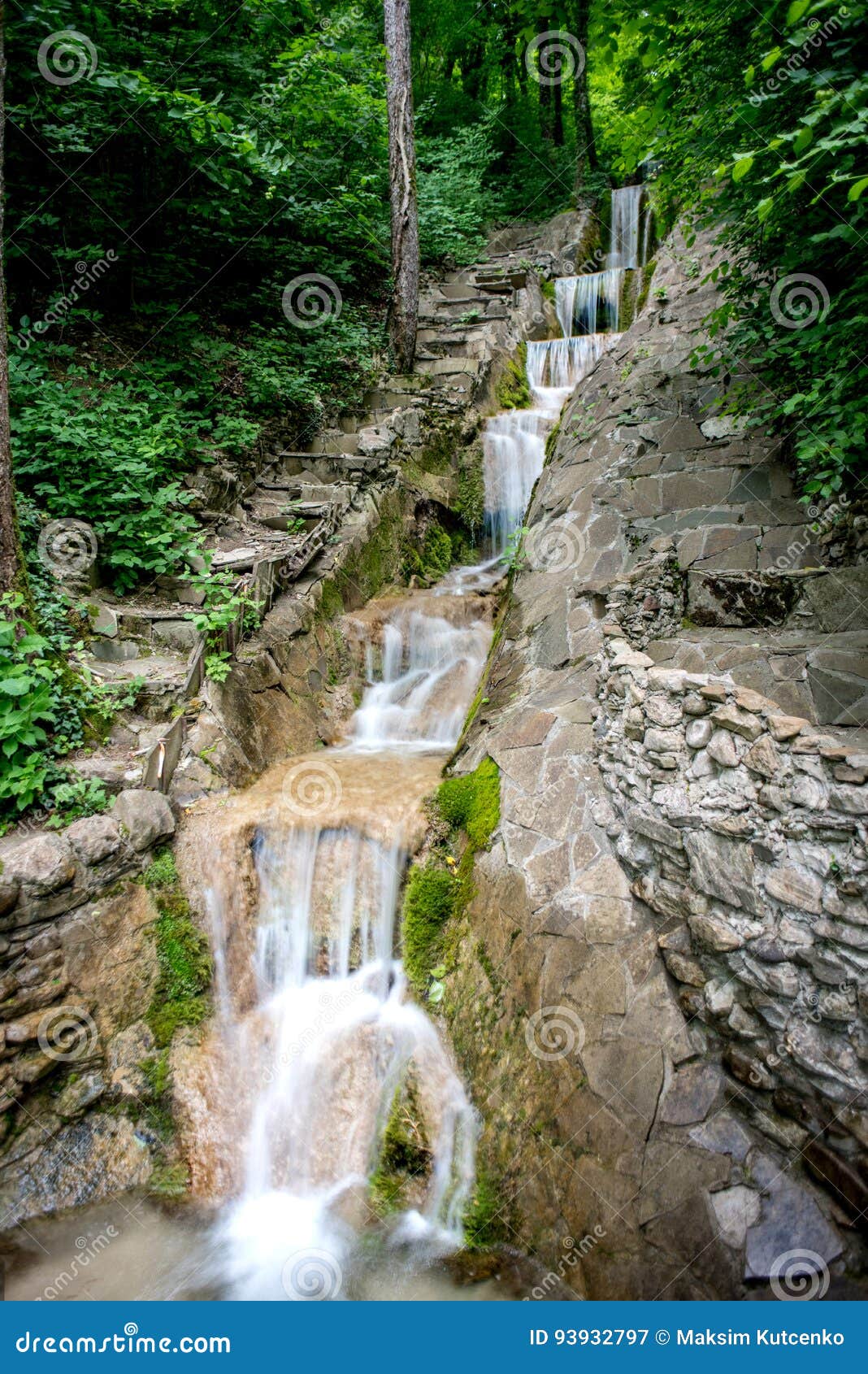 Stair Step Waterfall in Gelendzhik Stock Image - Image of creek ...