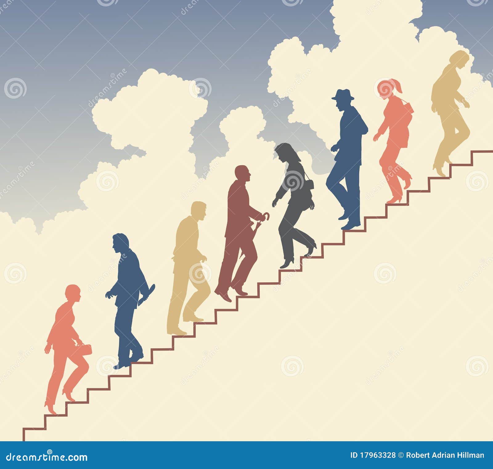 People Walking Up Stairs Silhouettes