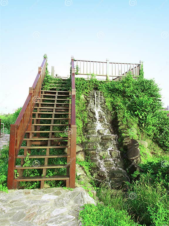 Stair and waterfall stock photo. Image of natural, garden - 13340866