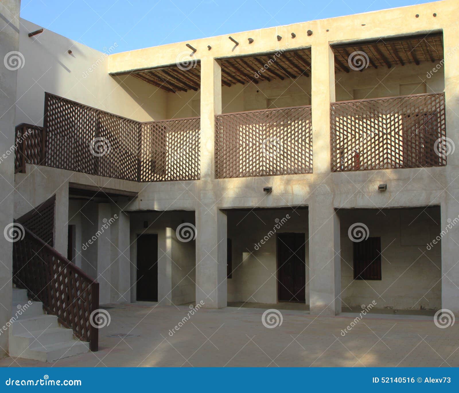 Staircase with balcony stock photo. Image of mediterranean - 52140516