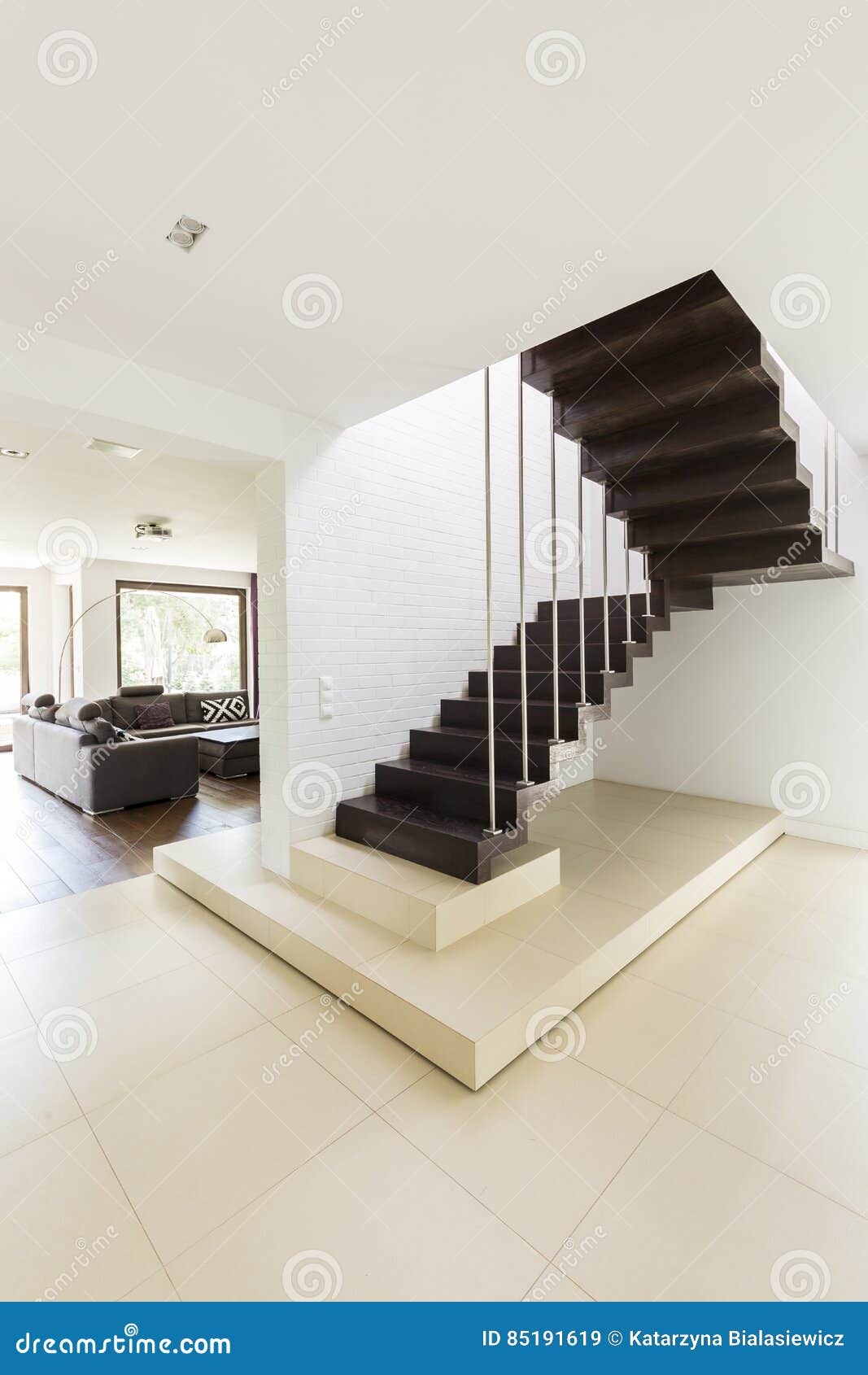 Staircase with black steps stock image. Image of design - 85191619
