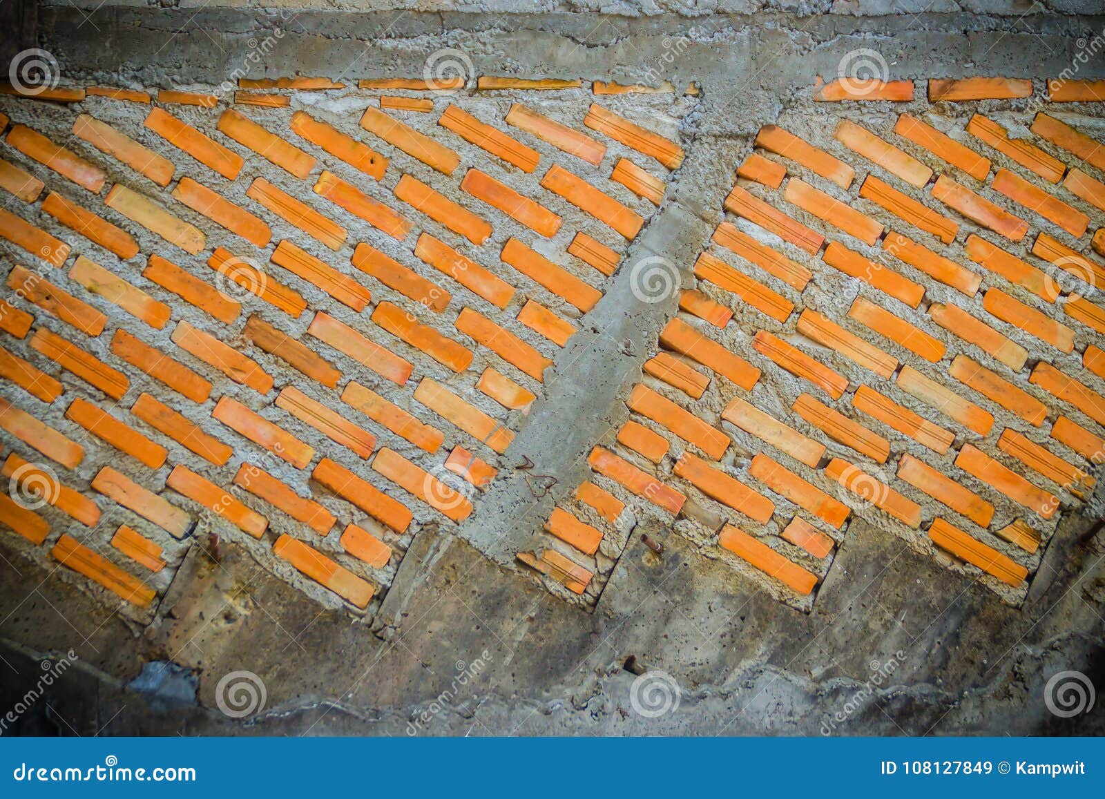 Staircase Brick Wall Unfinished Plastering. Building Under Construction ...
