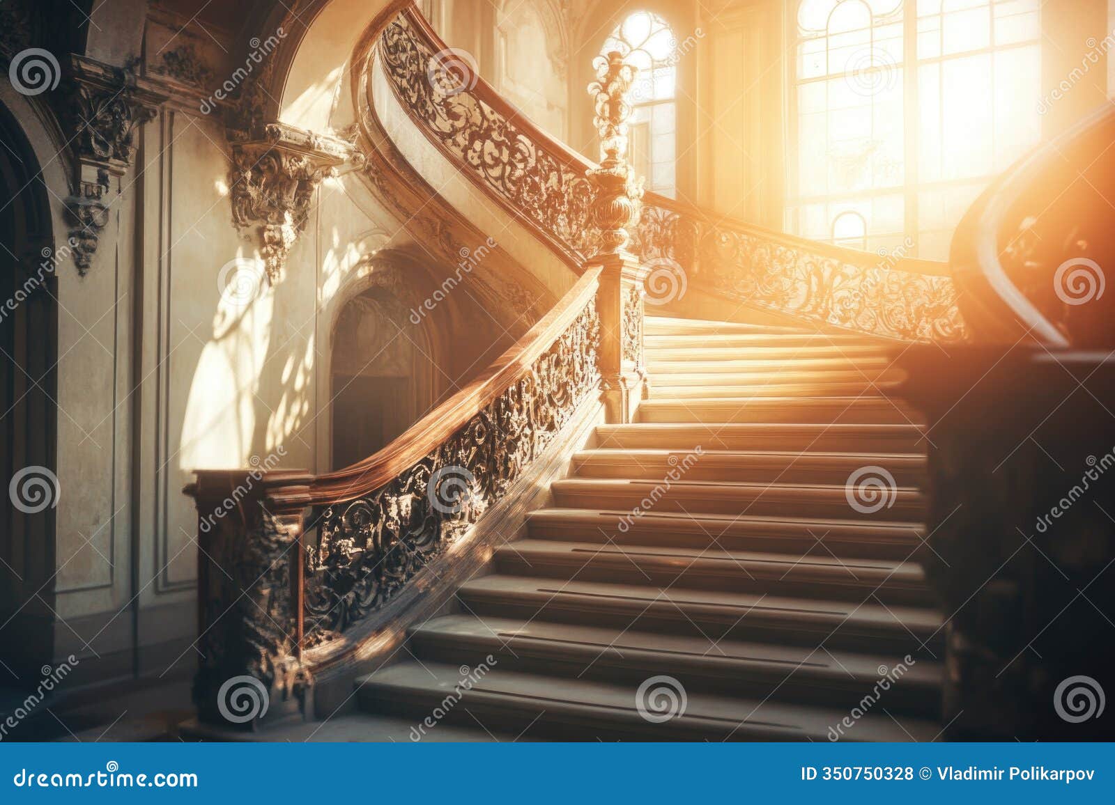 A Staircase in a Building with Sunlight Shining through the Window ...