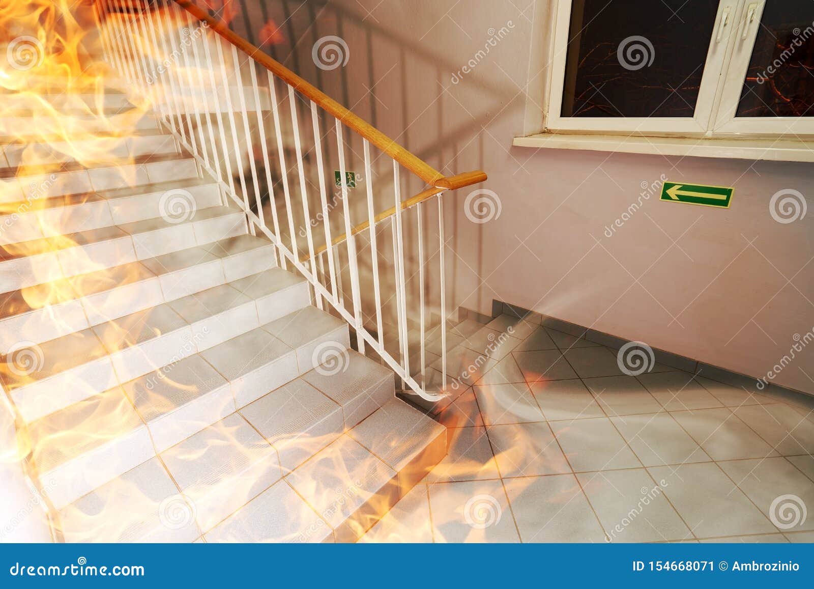 The Staircase Burns in the Building Stock Image - Image of evacuate ...