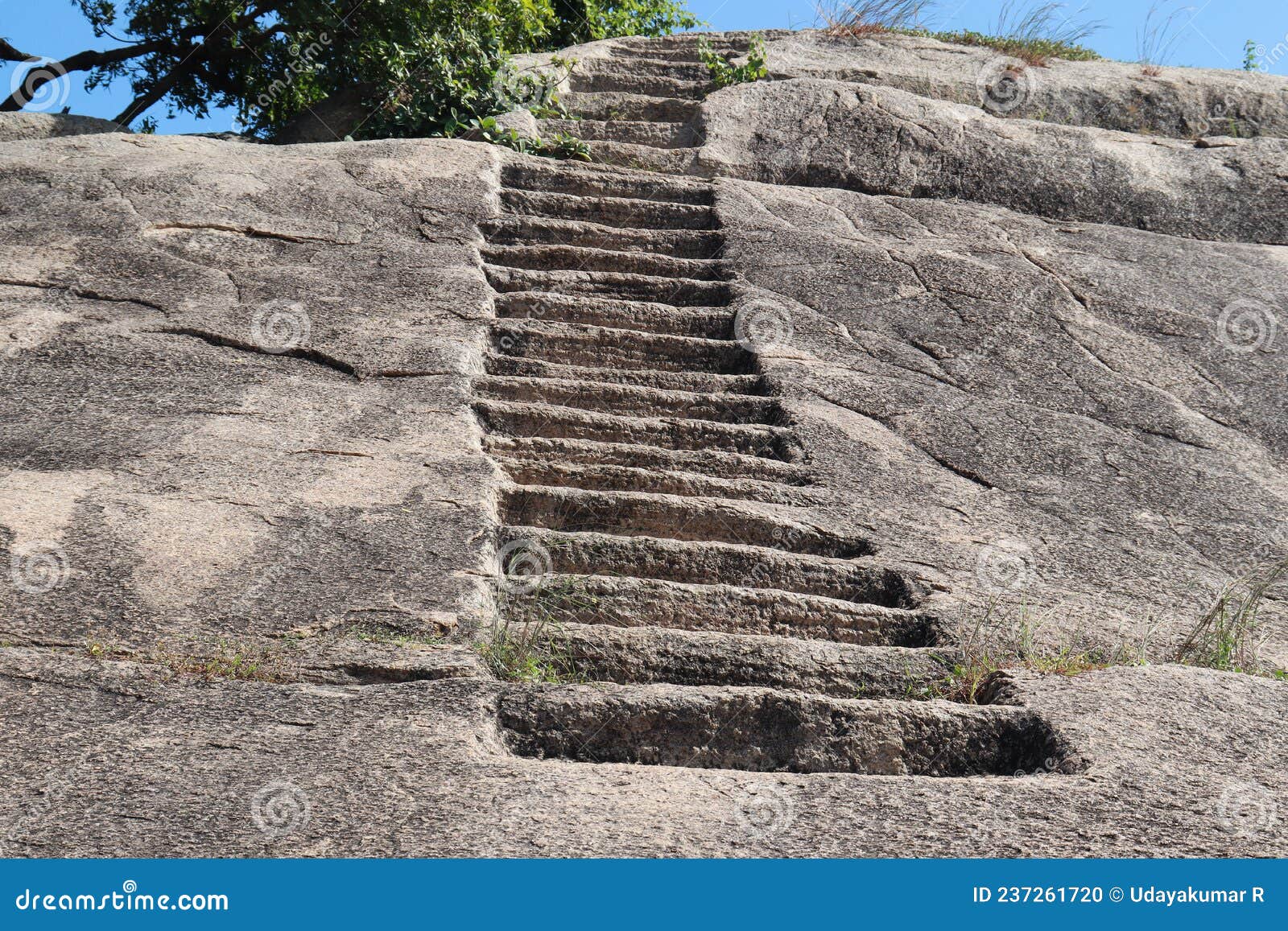 Staircase Carved into the Rock. Against the Backdrop of Rock Stock ...