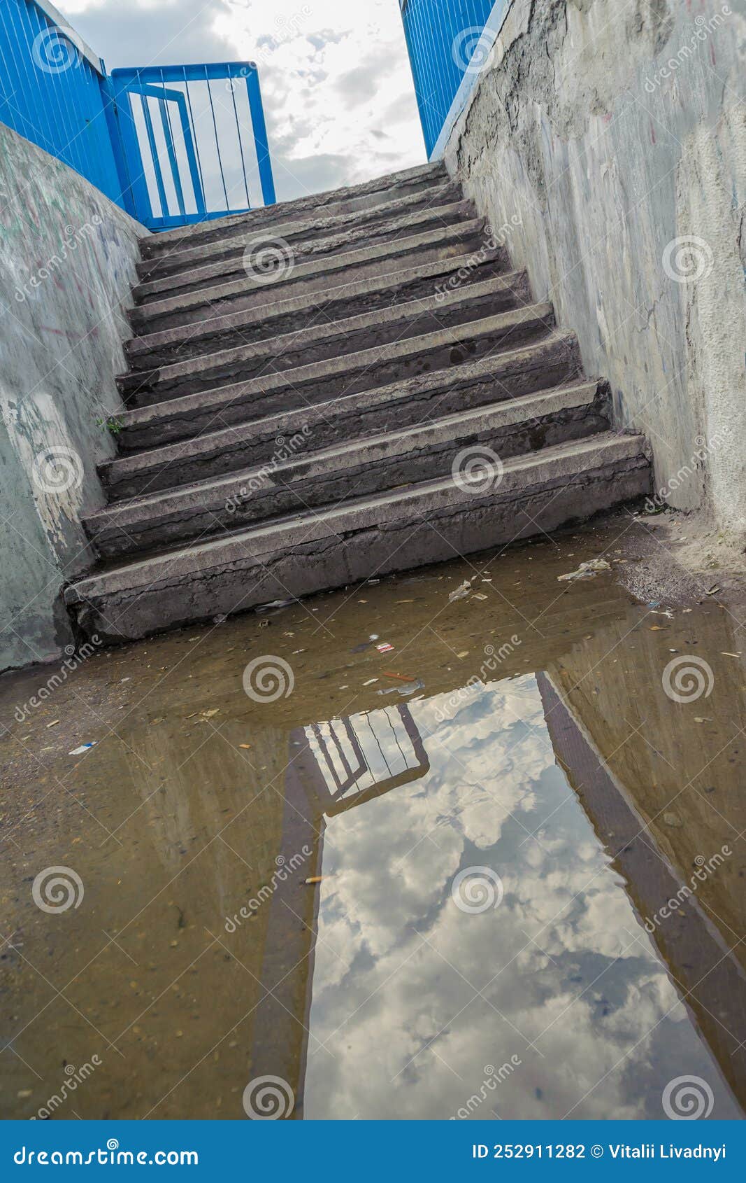 Staircase Coming Out of a Puddle Stock Photo - Image of doors ...