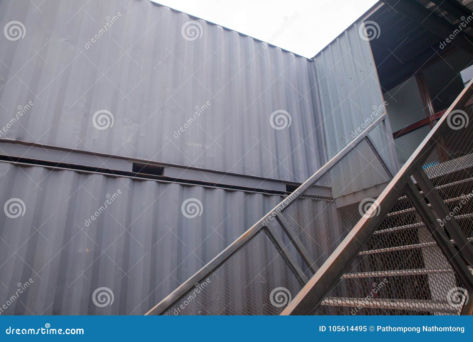 Staircase of the Container House Stock Image - Image of iron, plant ...