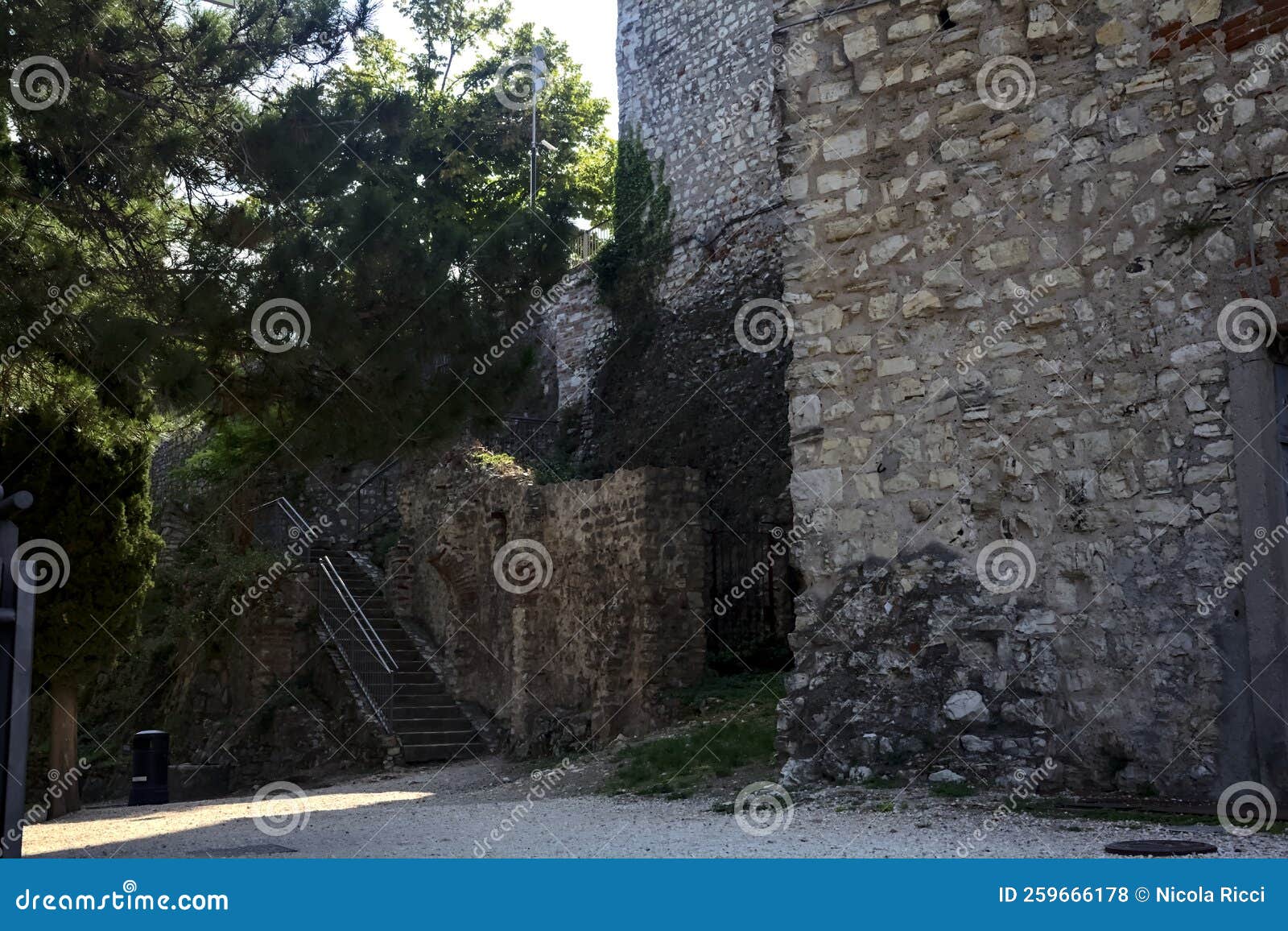 Staircase by the Corner of a Path in a Castle Stock Photo - Image of ...