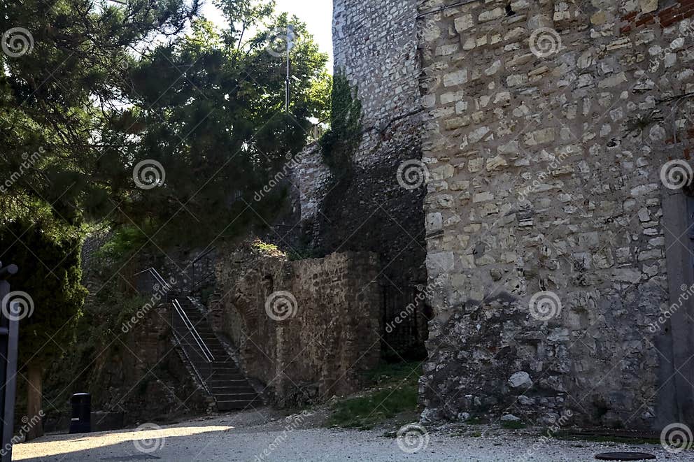 Staircase by the Corner of a Path in a Castle Stock Photo - Image of ...