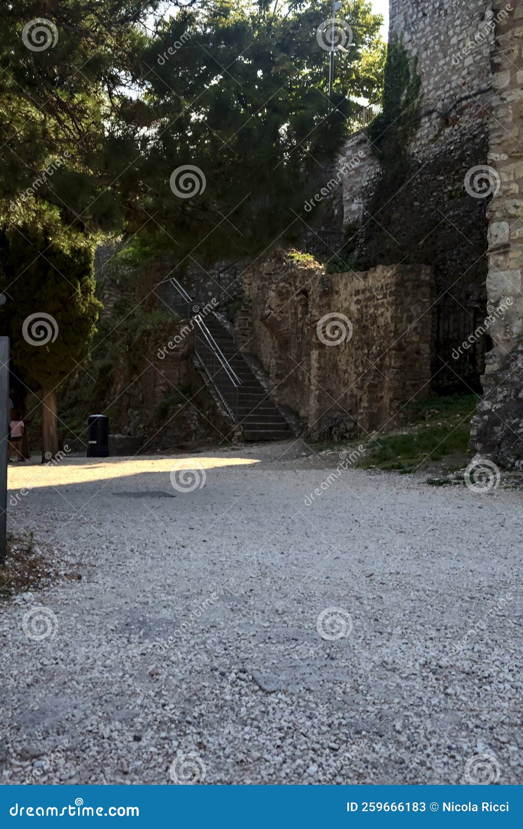 Staircase by the Corner of a Path in a Castle Stock Image - Image of ...