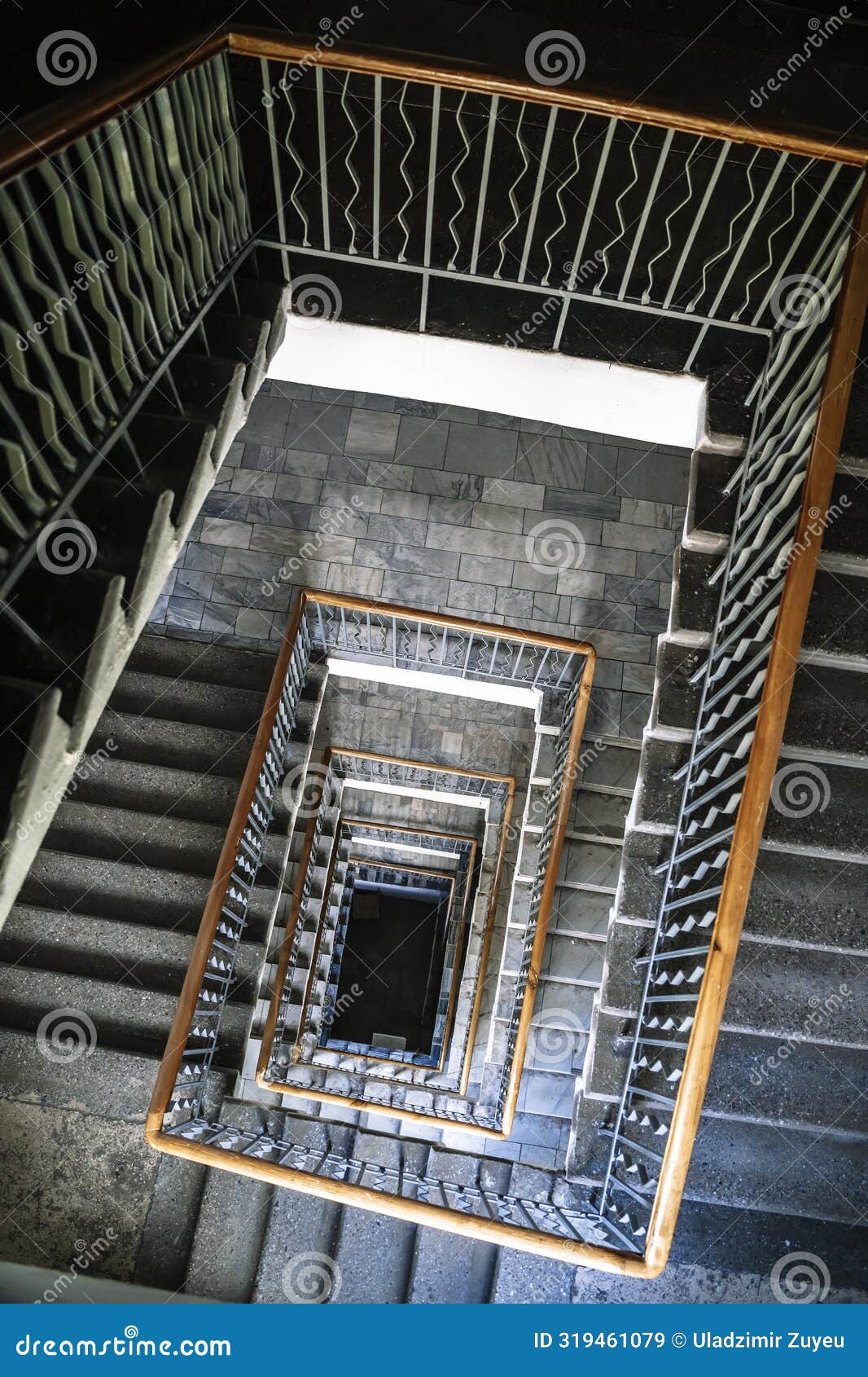 Staircase Down in a Spiral. Geometric Square Steps Down Stock Image ...