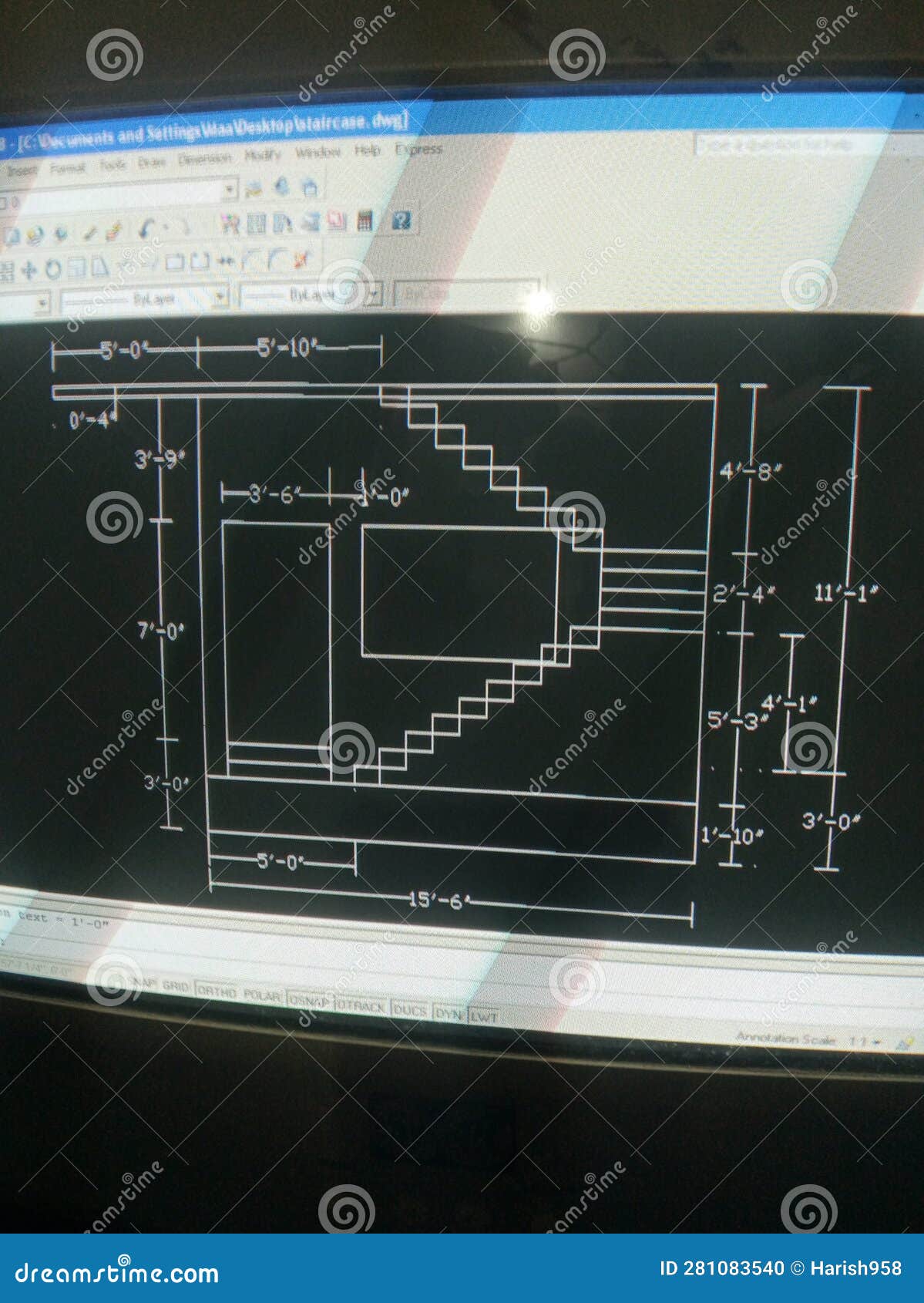 Staircase Drawing in Auto Cad Editorial Image - Image of staircase ...