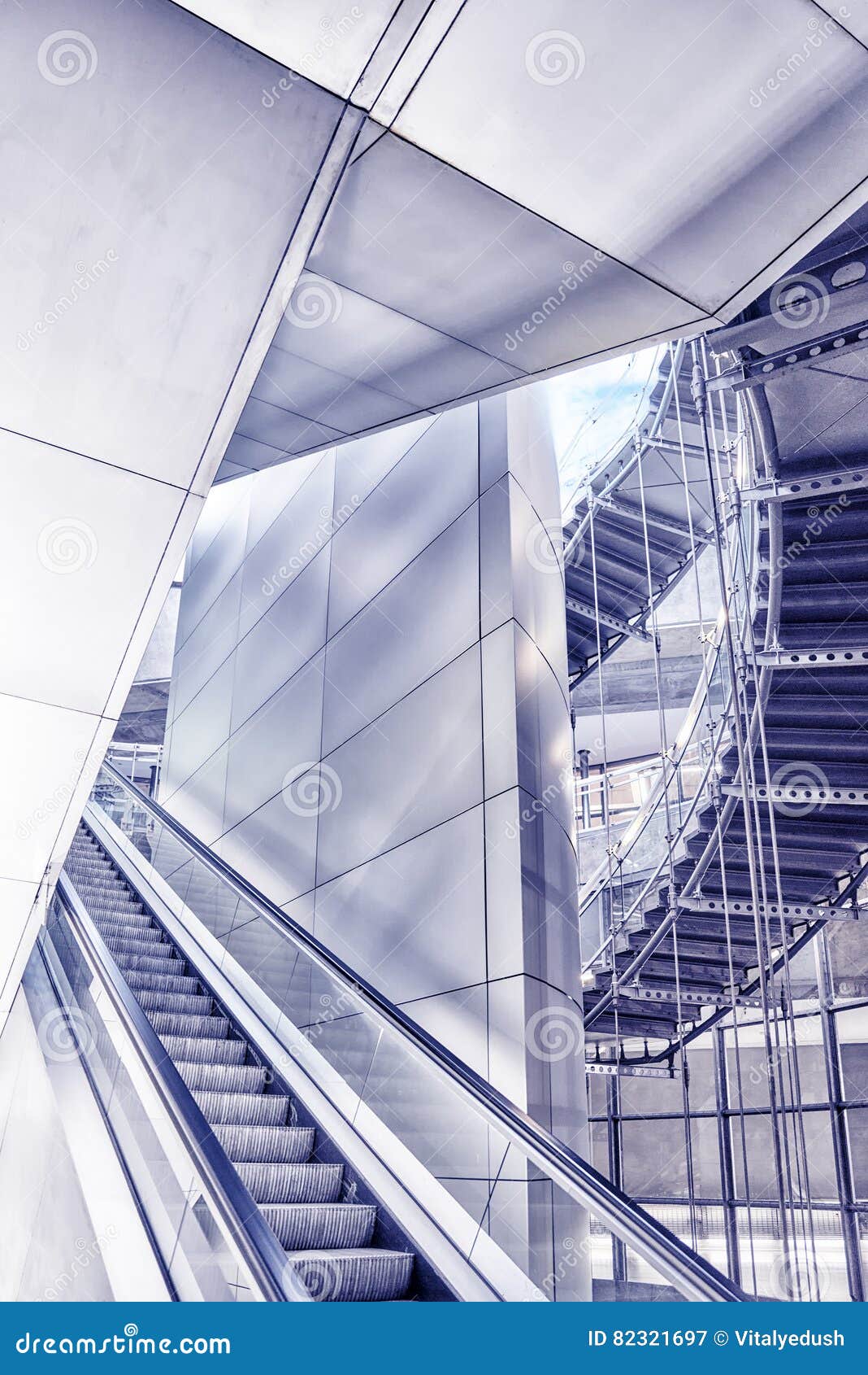 Staircase Between Escalator. Stock Photography | CartoonDealer.com ...
