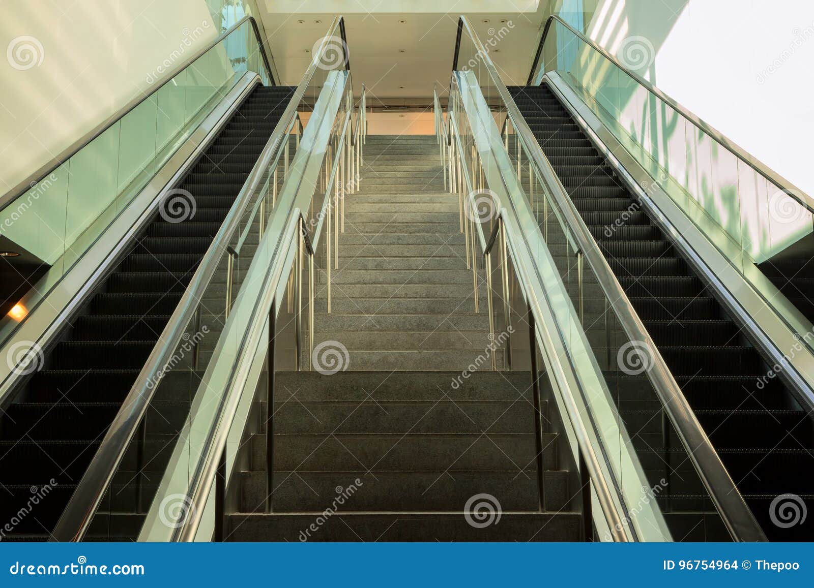 Staircase between Escalator. Stock Photo - Image of shopping, metro ...