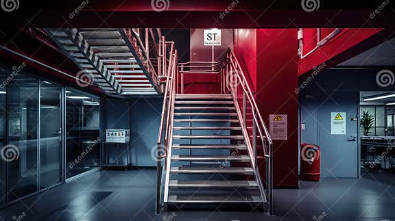 Staircase fire exit stock illustration. Illustration of safety - 336171162