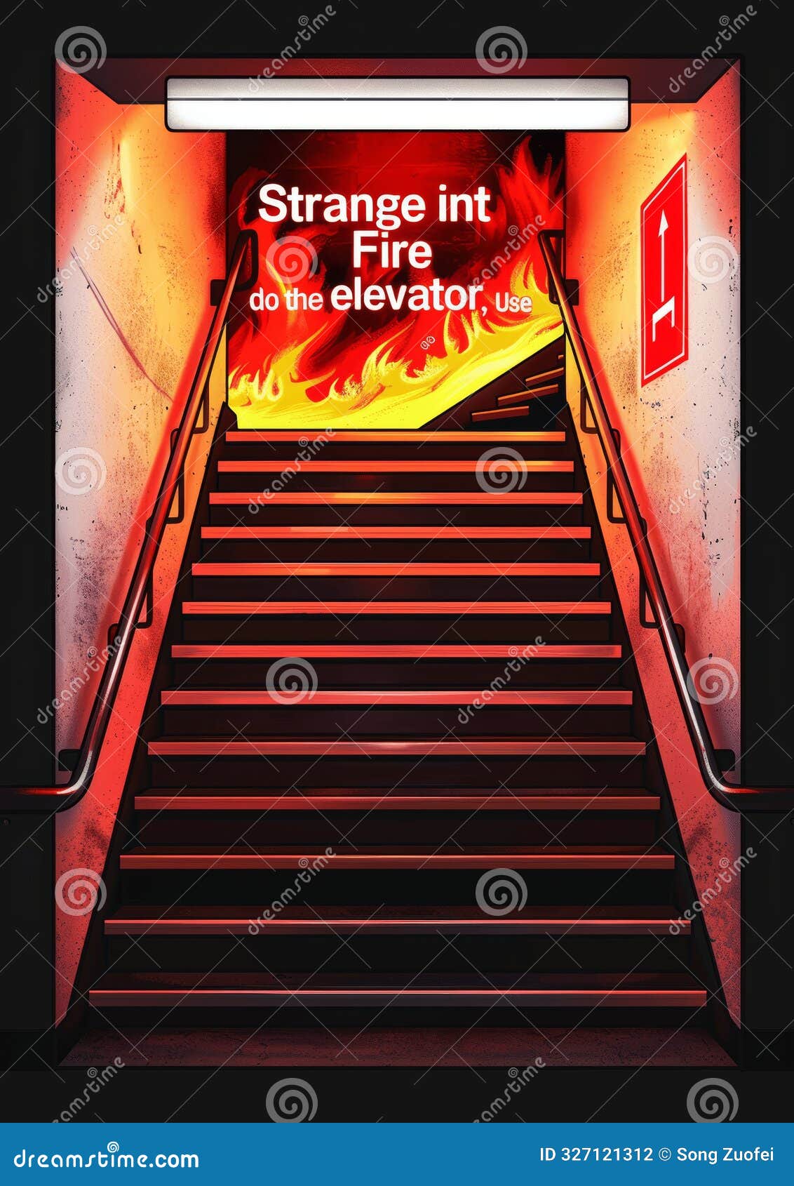 Staircase Fire Safety Sign: Use Stairs, Not Elevator during Fire Stock ...