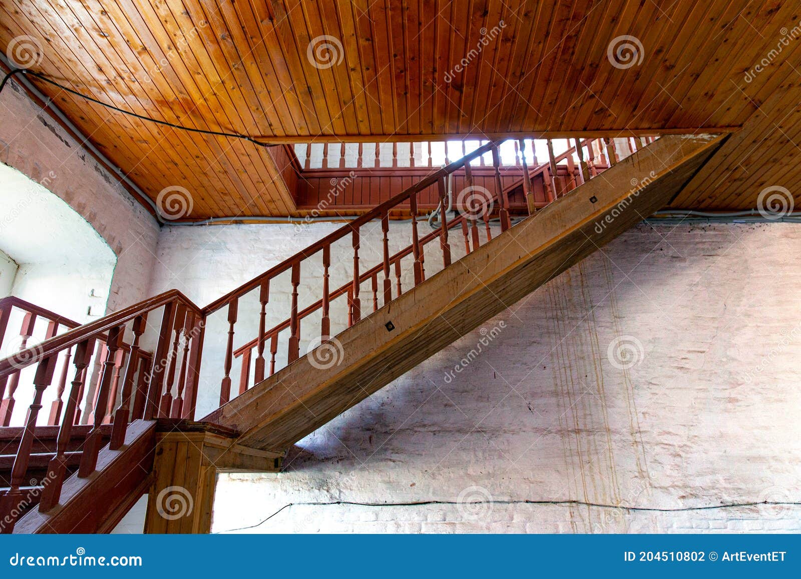 Staircase between First and Second Floor Stock Photo - Image of climb ...