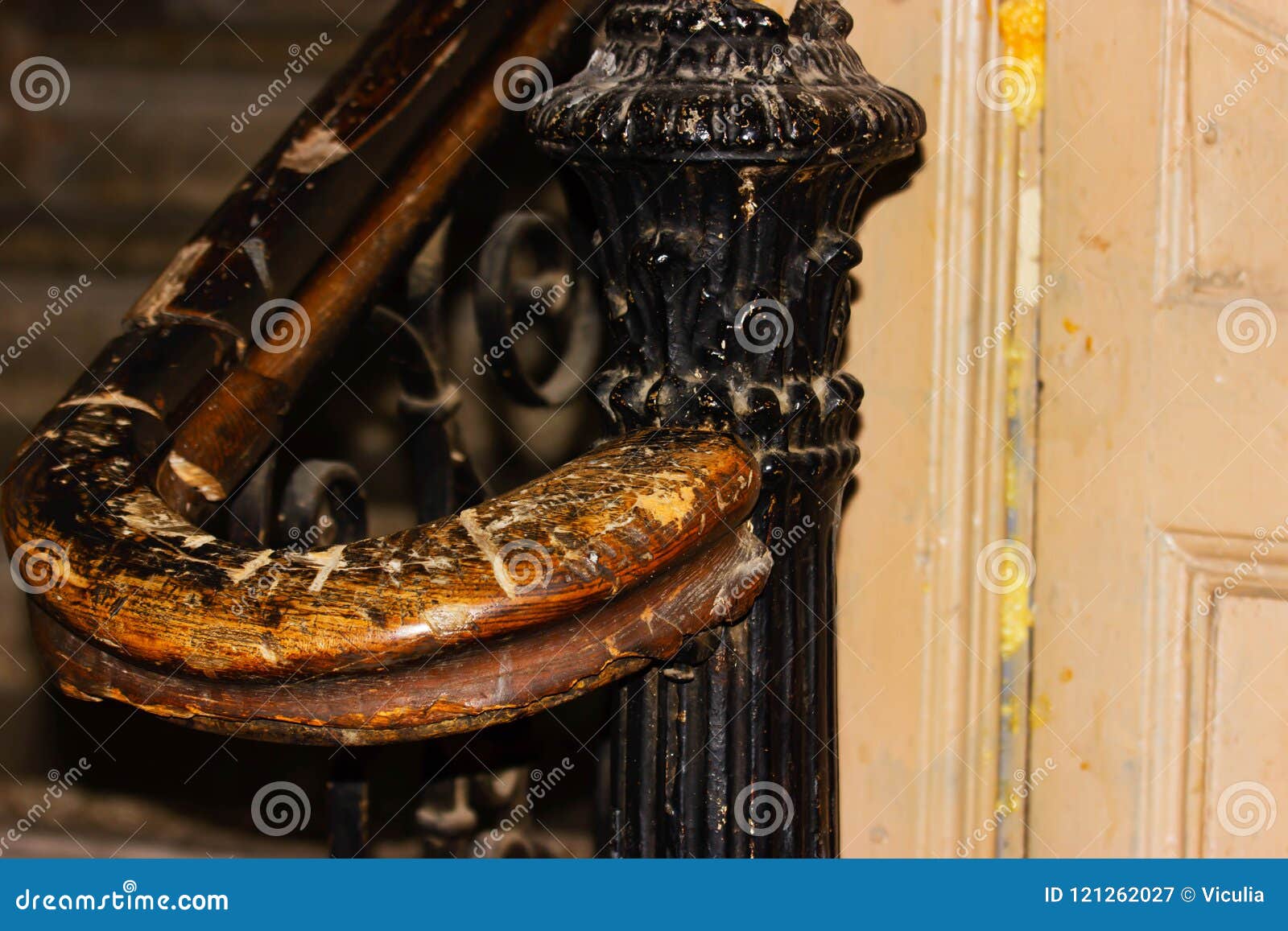 Staircase Hand Railing in Old Historic Building. Stock Image - Image of ...