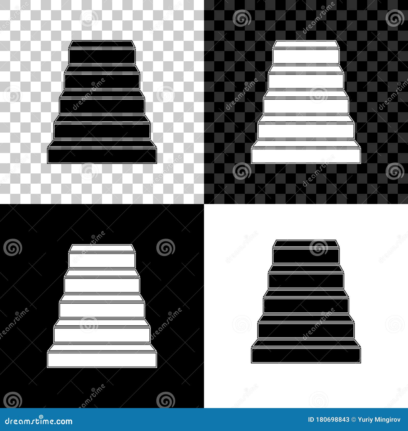 Staircase Icon Isolated on Black, White and Transparent Background ...