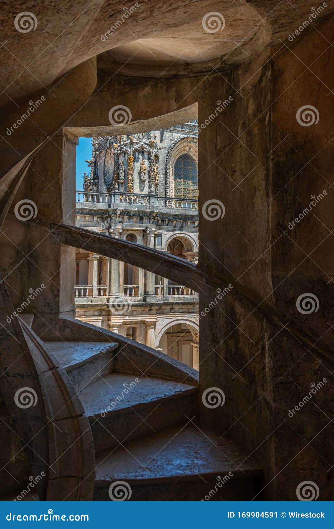 Staircase Inside of the Convent of Christ Under Sunlight in Portugal ...