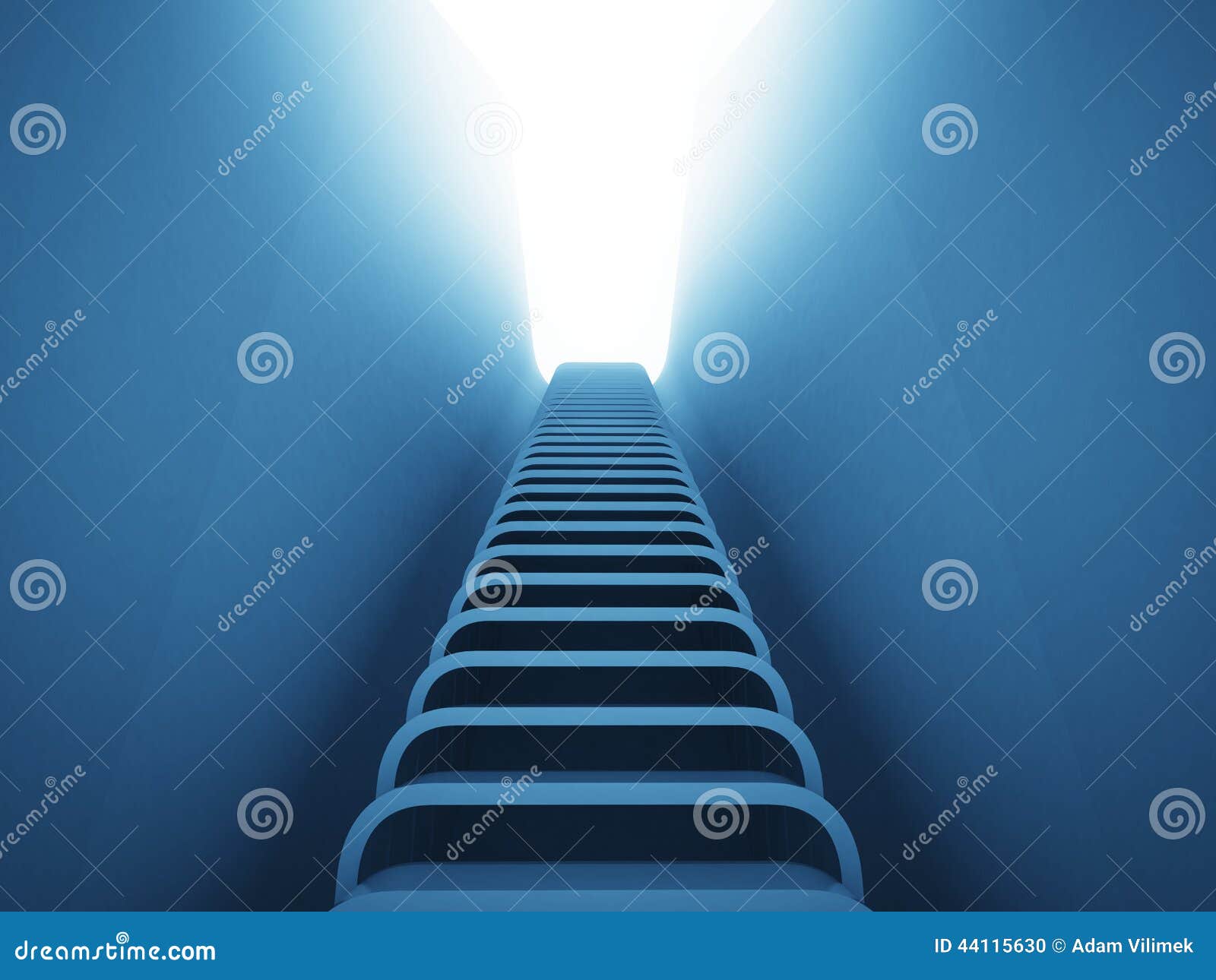 Staircase Ladder Up Perspective in Blue Light Stock Illustration ...