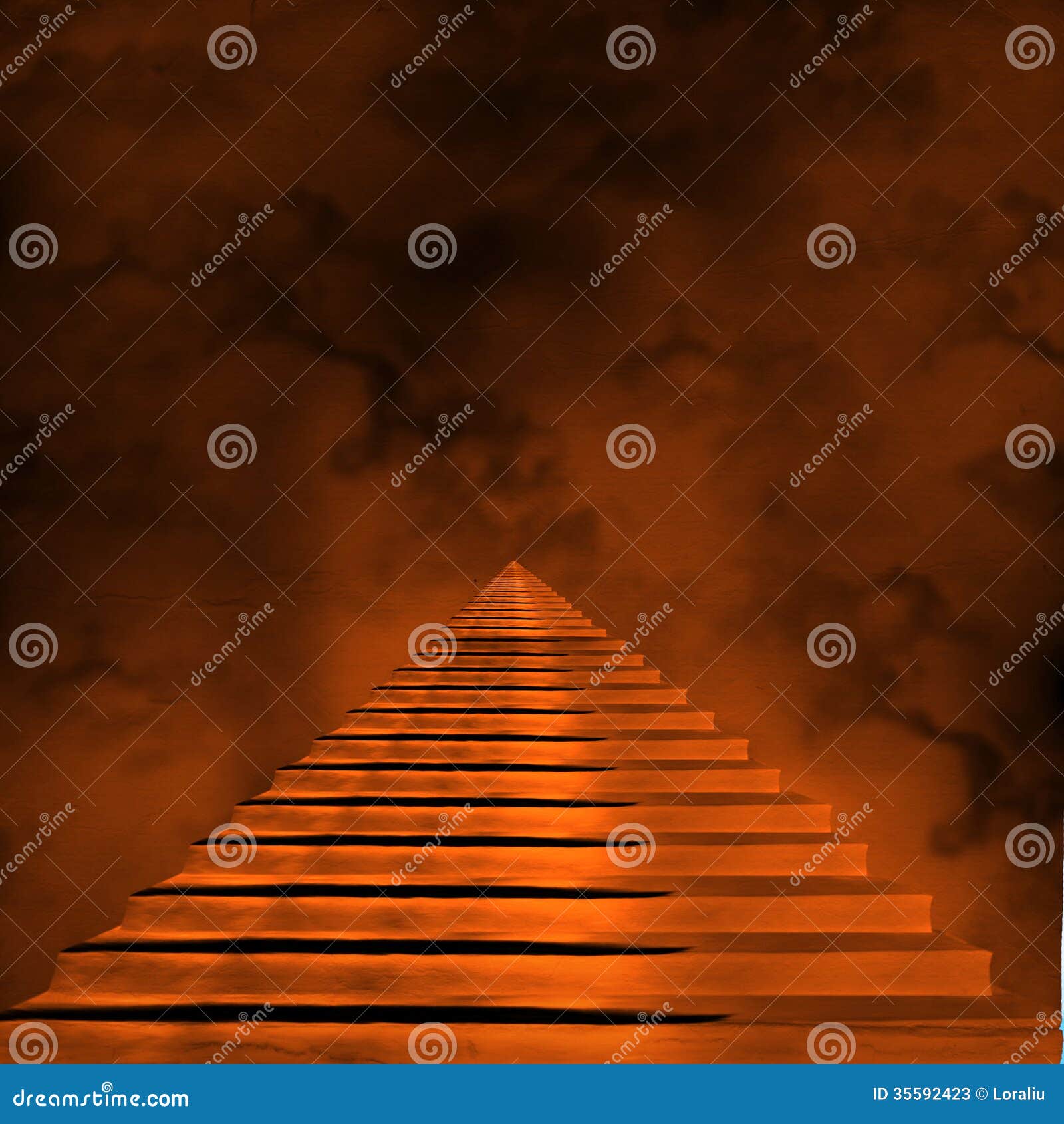 Staircase Leading To Heaven or Hell Stock Illustration - Illustration ...