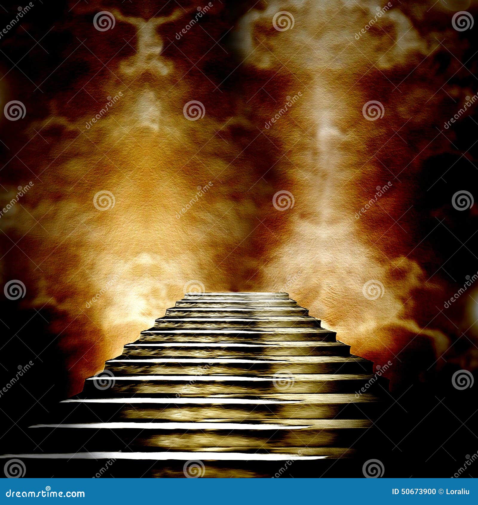Staircase Leading To Heaven or Hell Stock Illustration - Illustration ...