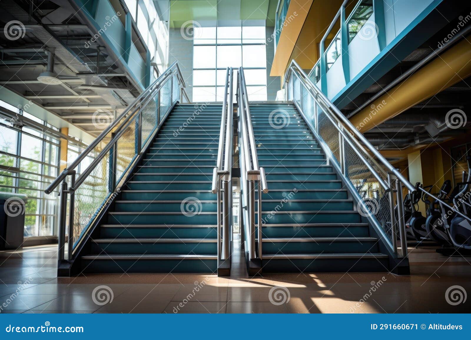 Staircase Leading To a Public Gym Stock Illustration - Illustration of ...