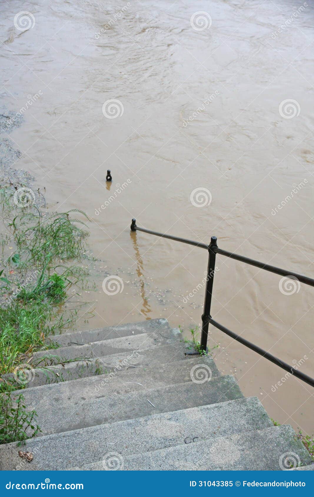 Staircase that Leads Down To the River during the Flood Stock Image ...