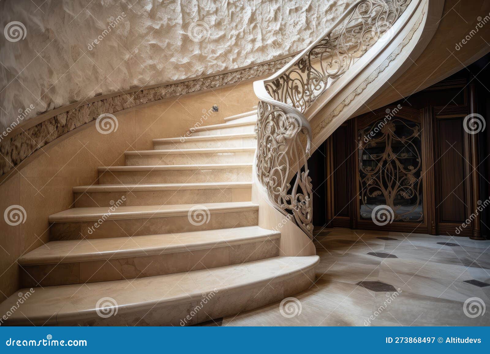Staircase Made of Natural Stone with Intricate Patterns and Textures ...
