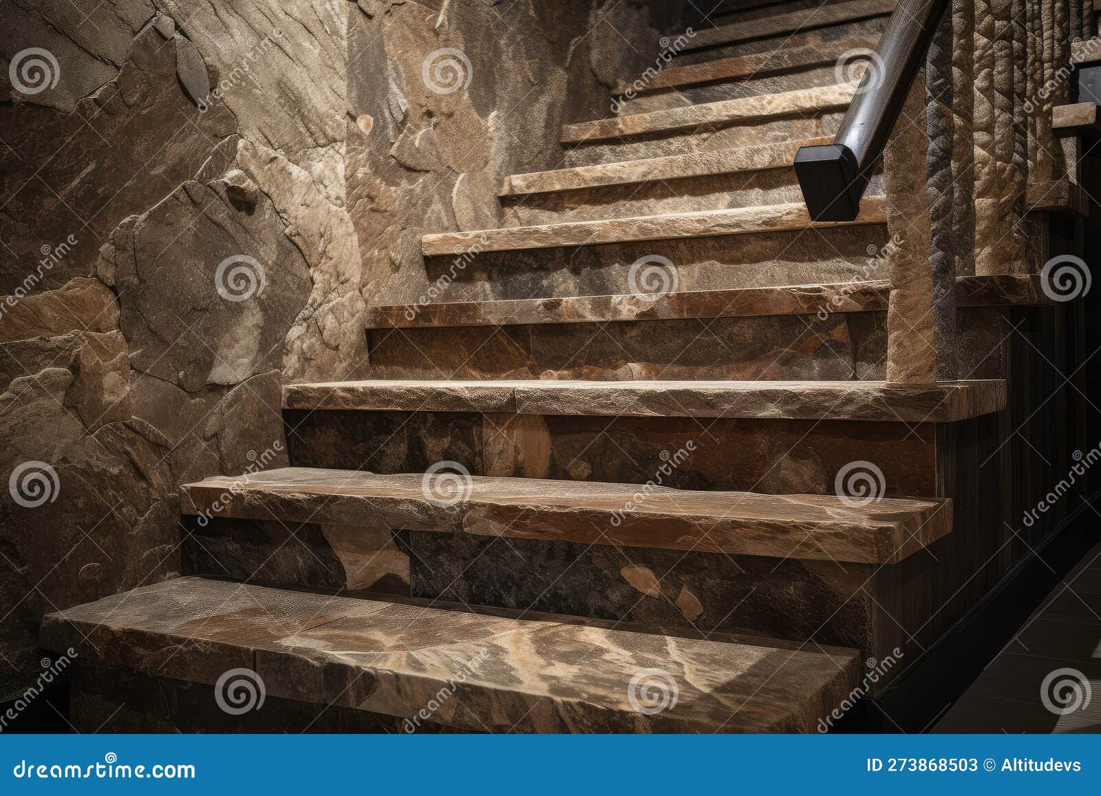 Staircase Made of Natural Stone with Intricate Patterns and Textures ...