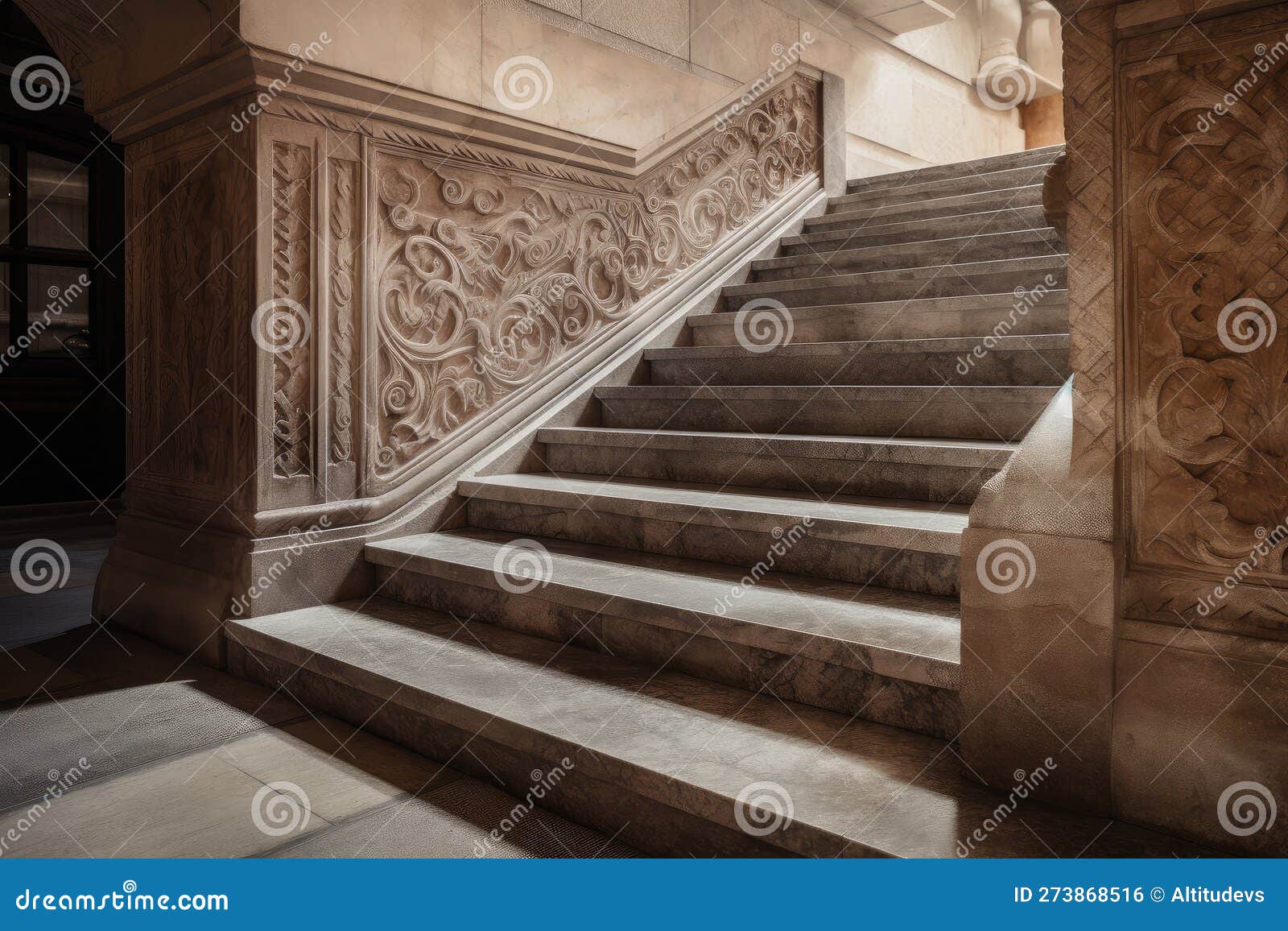 Staircase Made of Natural Stone with Intricate Patterns and Textures ...