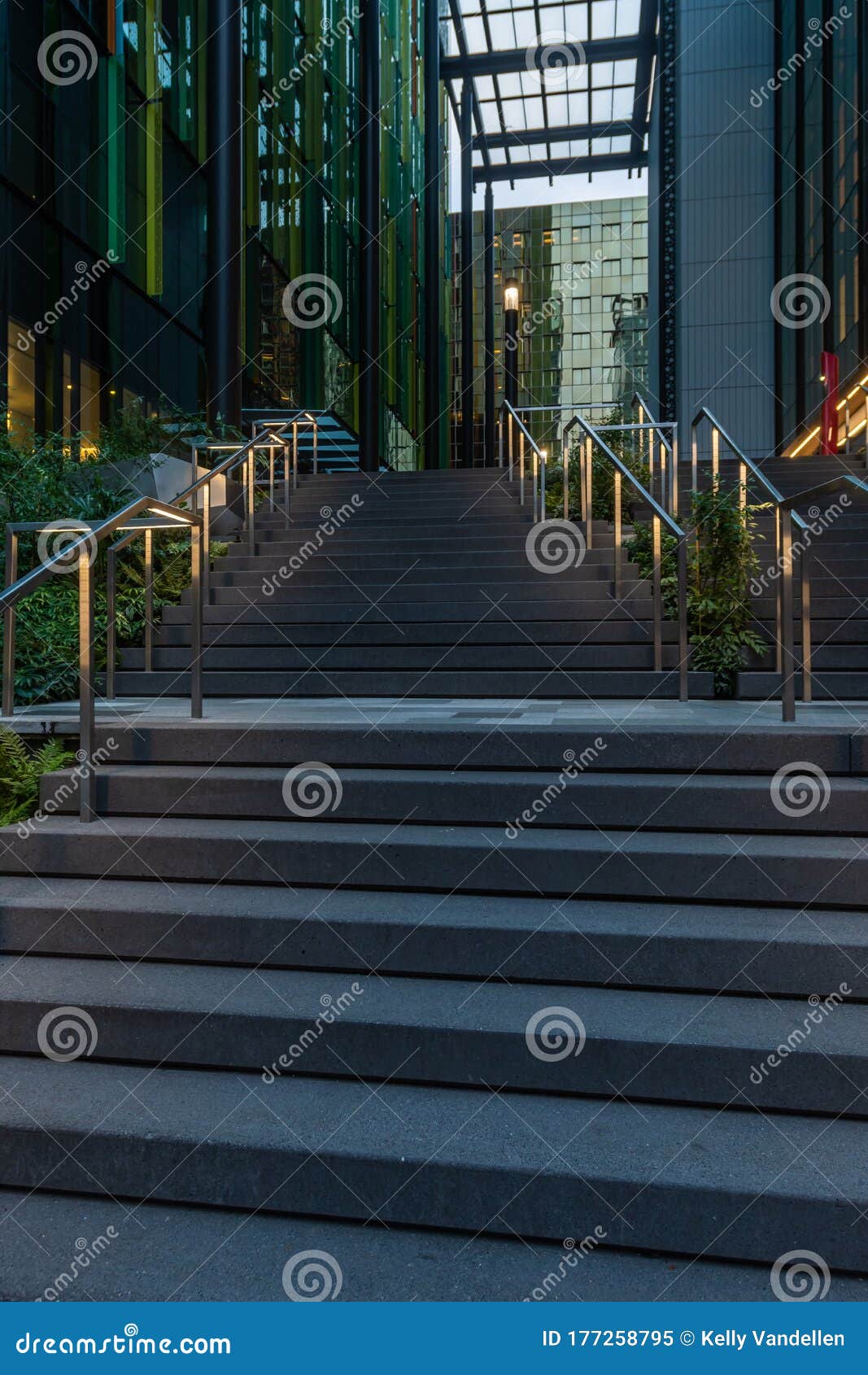Staircase through Modern Architecture in City Stock Image - Image of ...