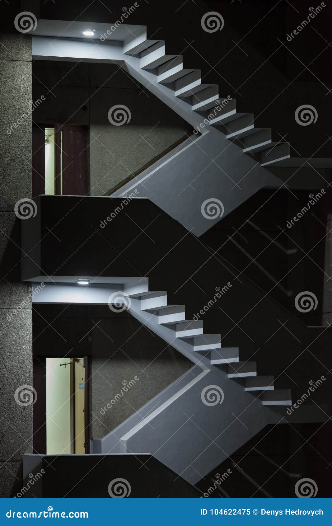 Staircase in the Night Illumination. Stock Image - Image of abstract ...