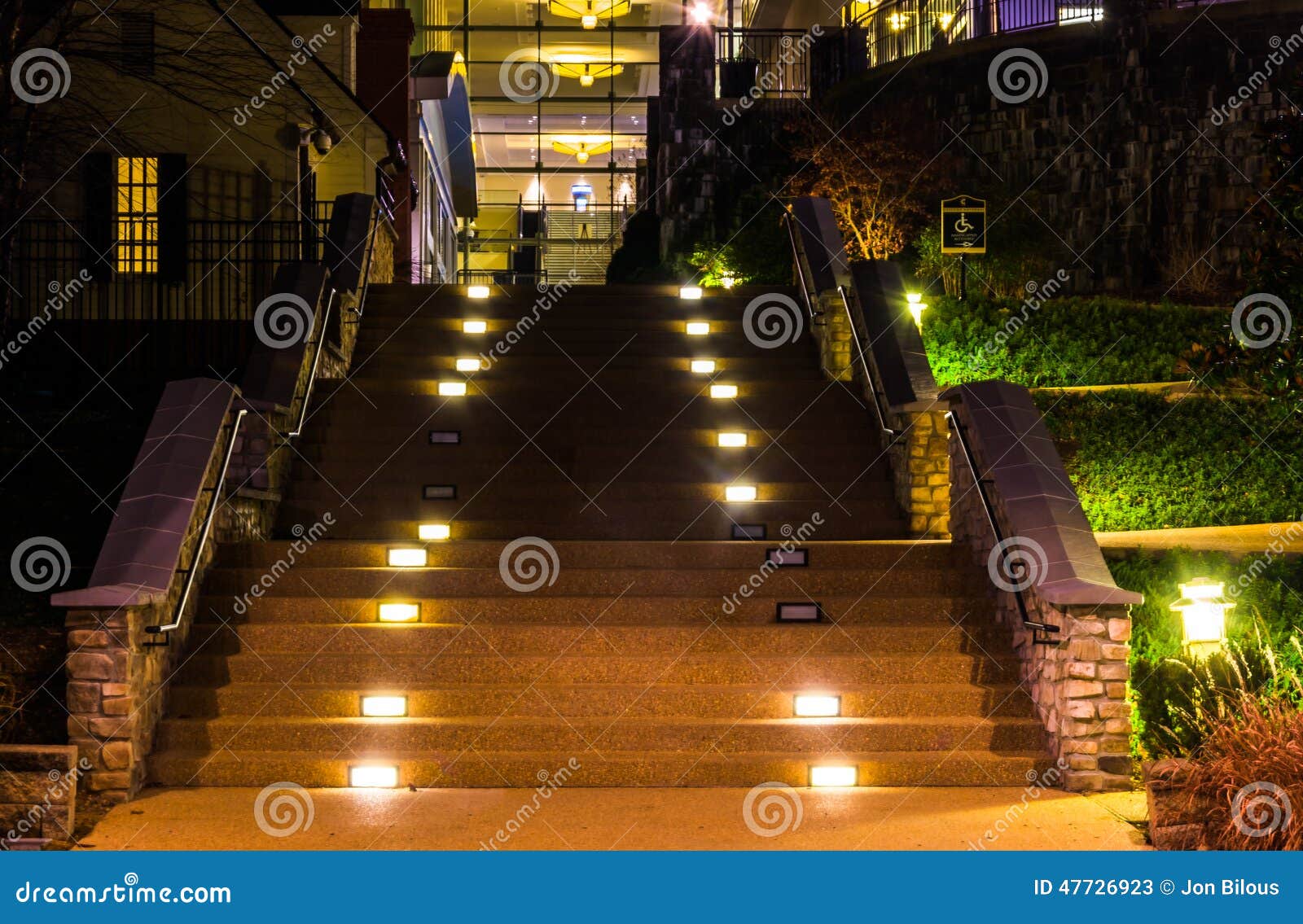 Staircase at Night in National Harbor, Maryland. Editorial Stock Photo ...