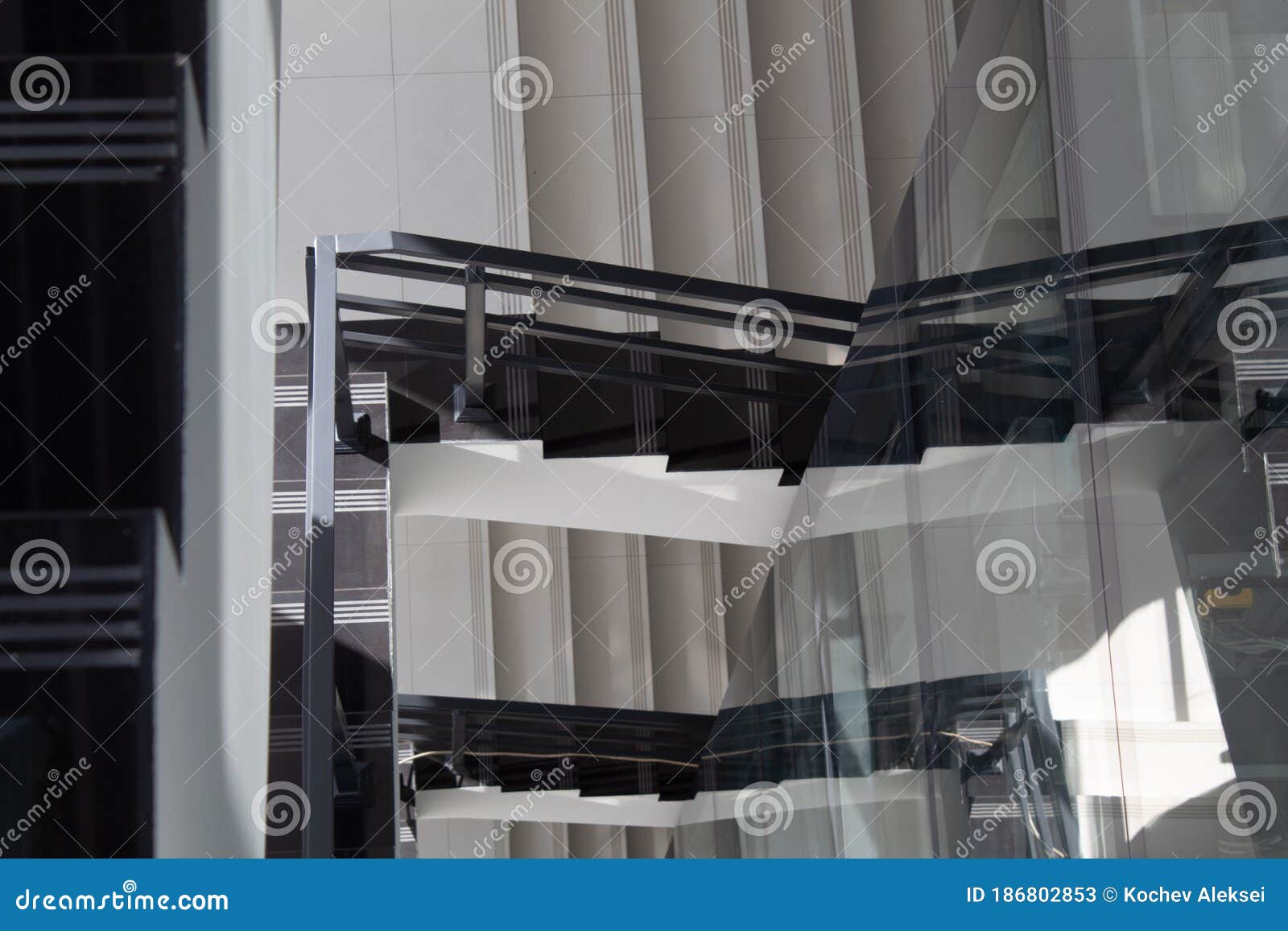 The Staircase Of The Office Building And A Fragment Of The Glass ...