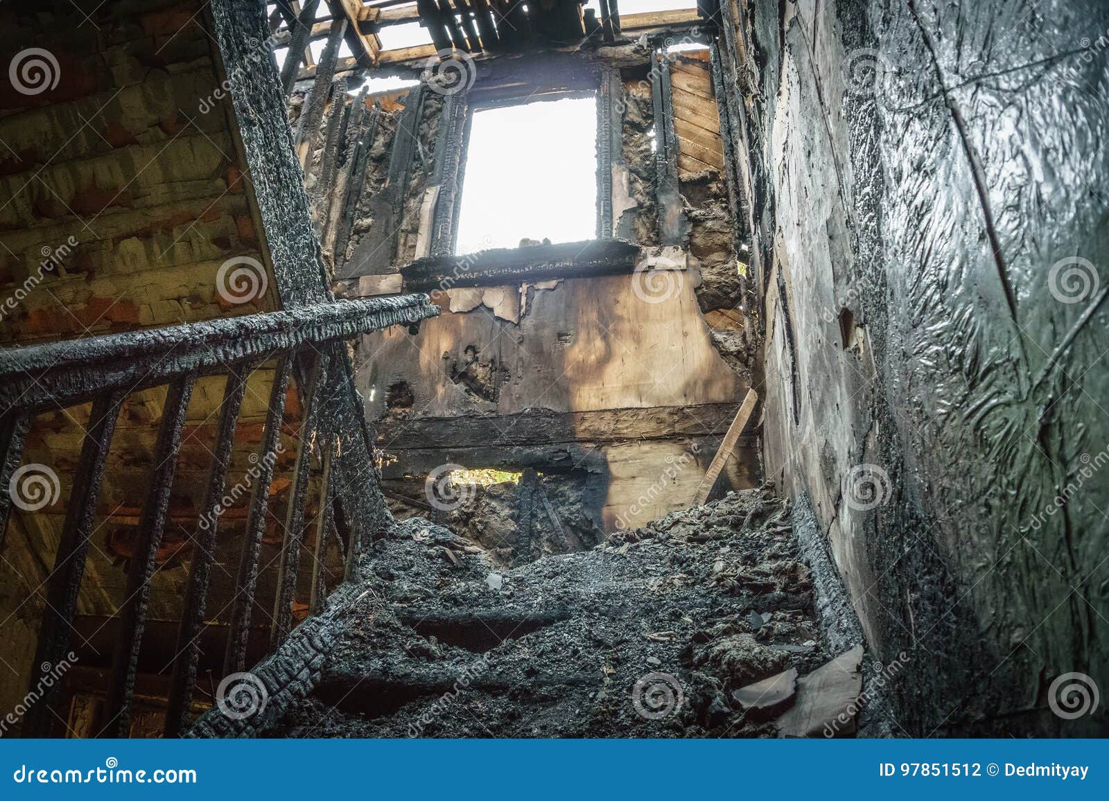 An Old Burnt House. He Ruins After The Fire Of The Building Inte Stock ...