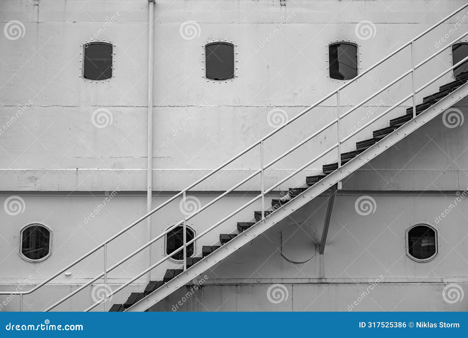 A Staircase on the Outside of a Ship Stock Photo - Image of wall ...