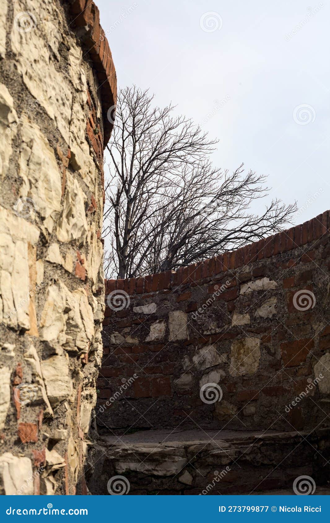 Staircase Outside a Tower of a Castle Stock Image - Image of column ...