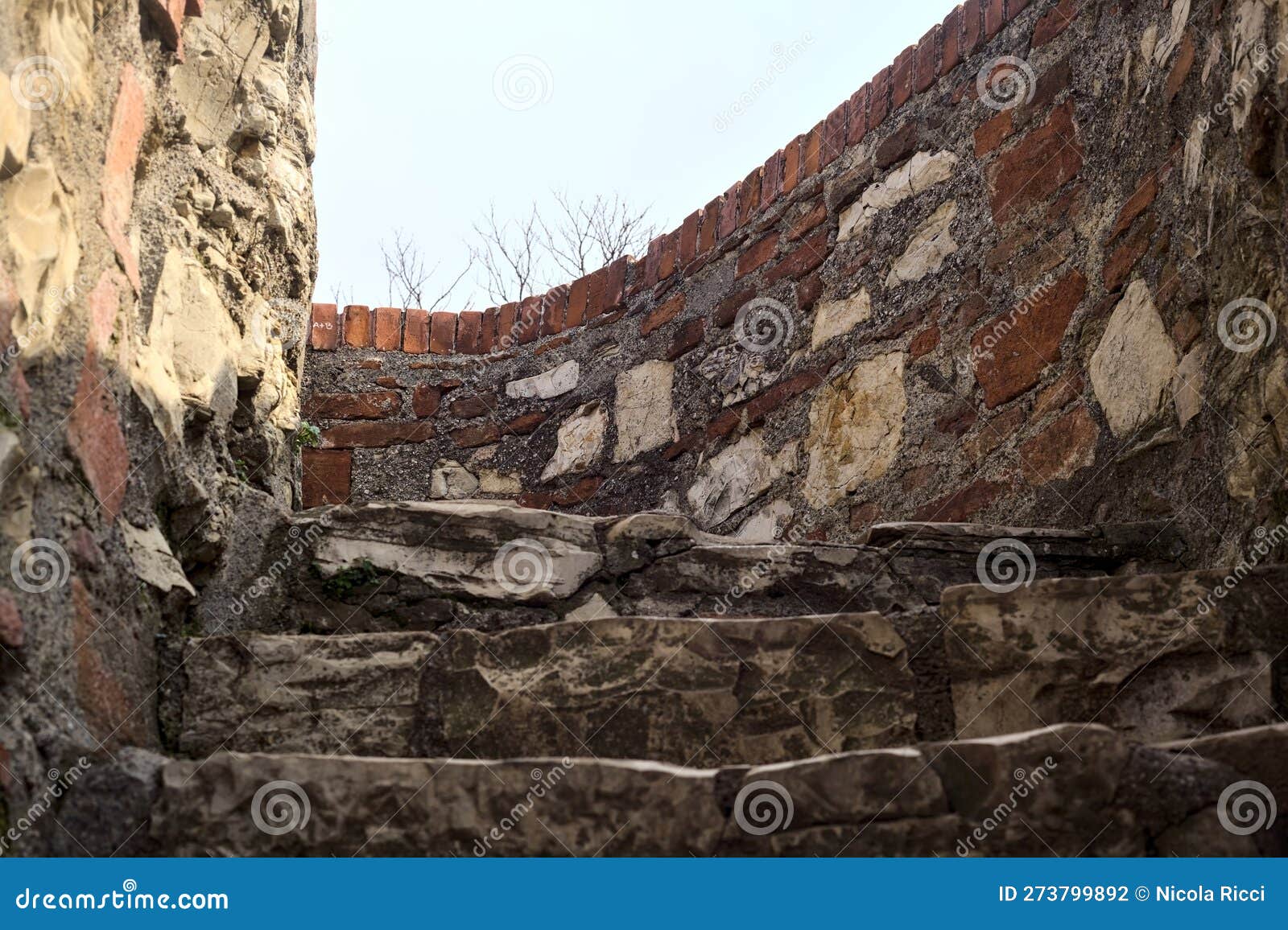 Staircase Outside a Tower of a Castle Stock Photo - Image of arch ...