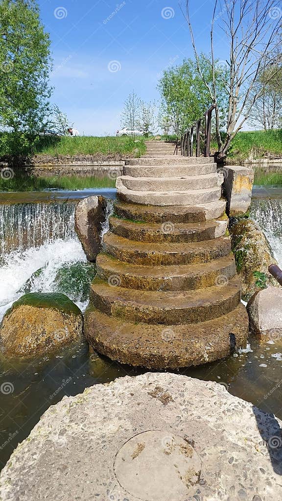 Staircase Over the River Crossing Stock Image - Image of staircase ...