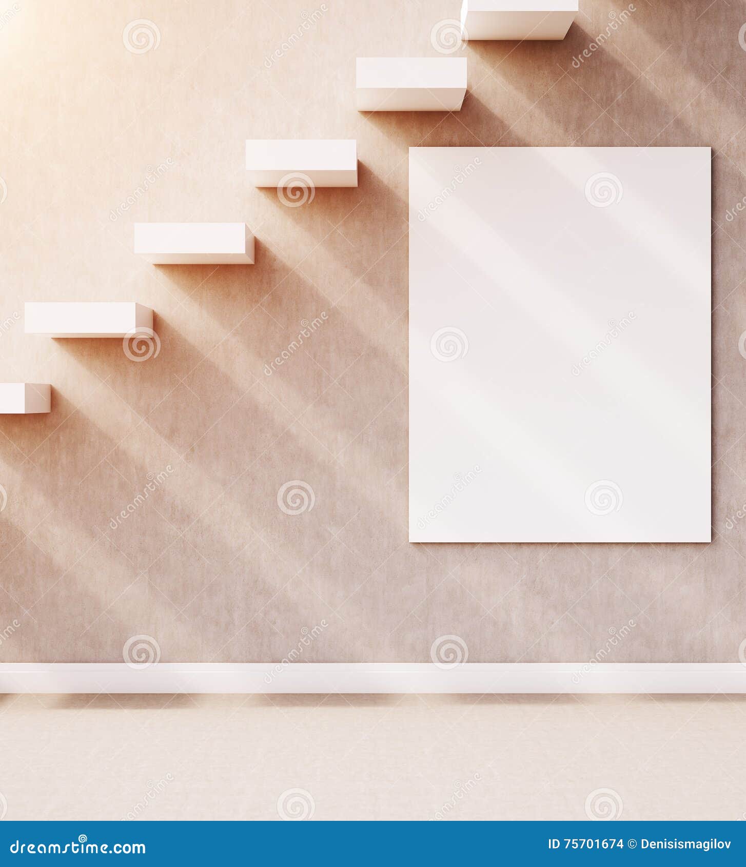 Staircase with poster stock illustration. Illustration of empty - 75701674