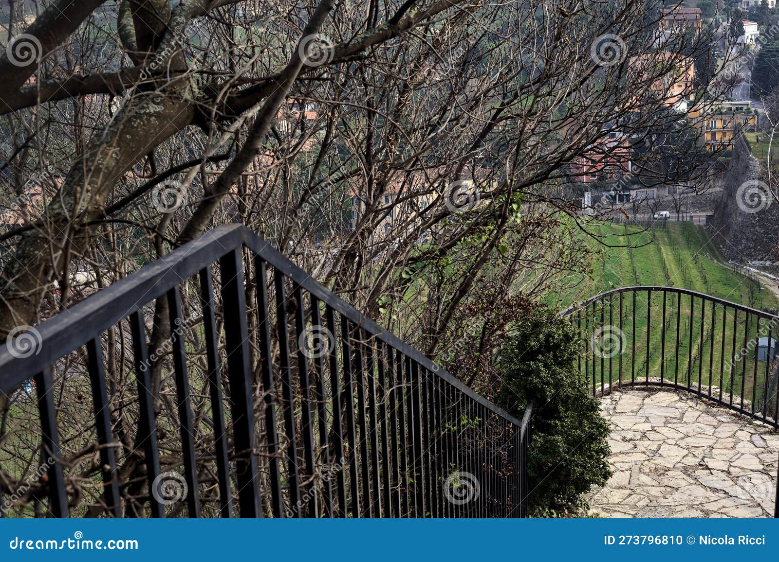 Staircase with Railings in a Park on a Cloudy Day Stock Photo - Image ...