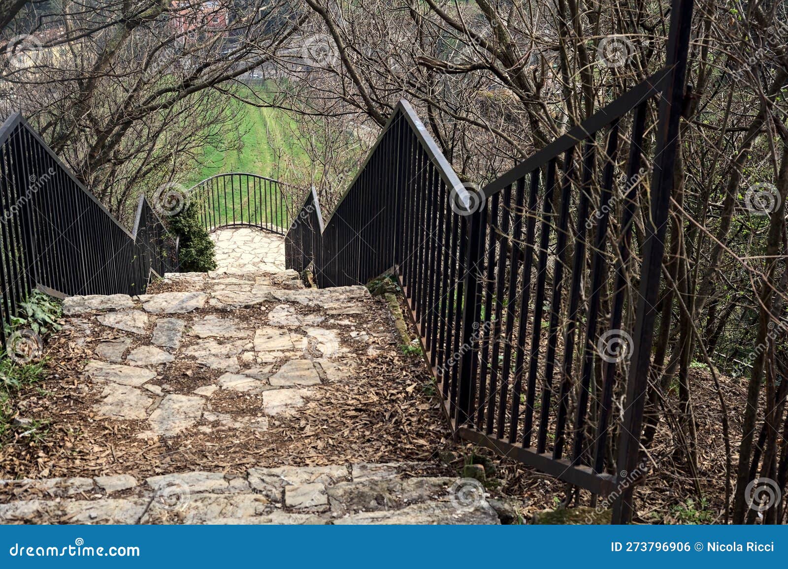 Staircase with Railings in a Park on a Cloudy Day Stock Photo - Image ...