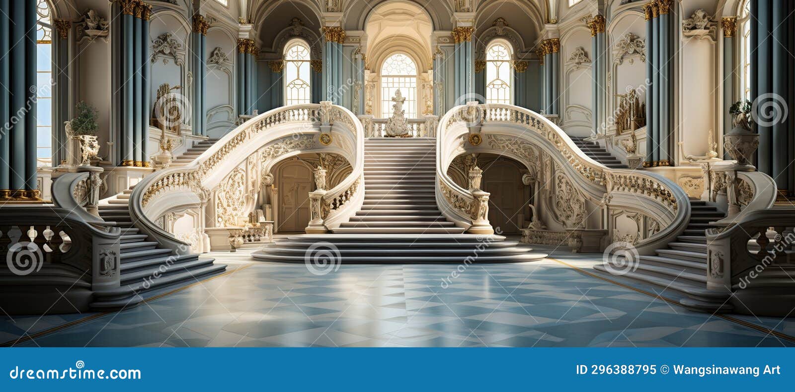 Staircase in the Royal Palace Stock Illustration - Illustration of ...