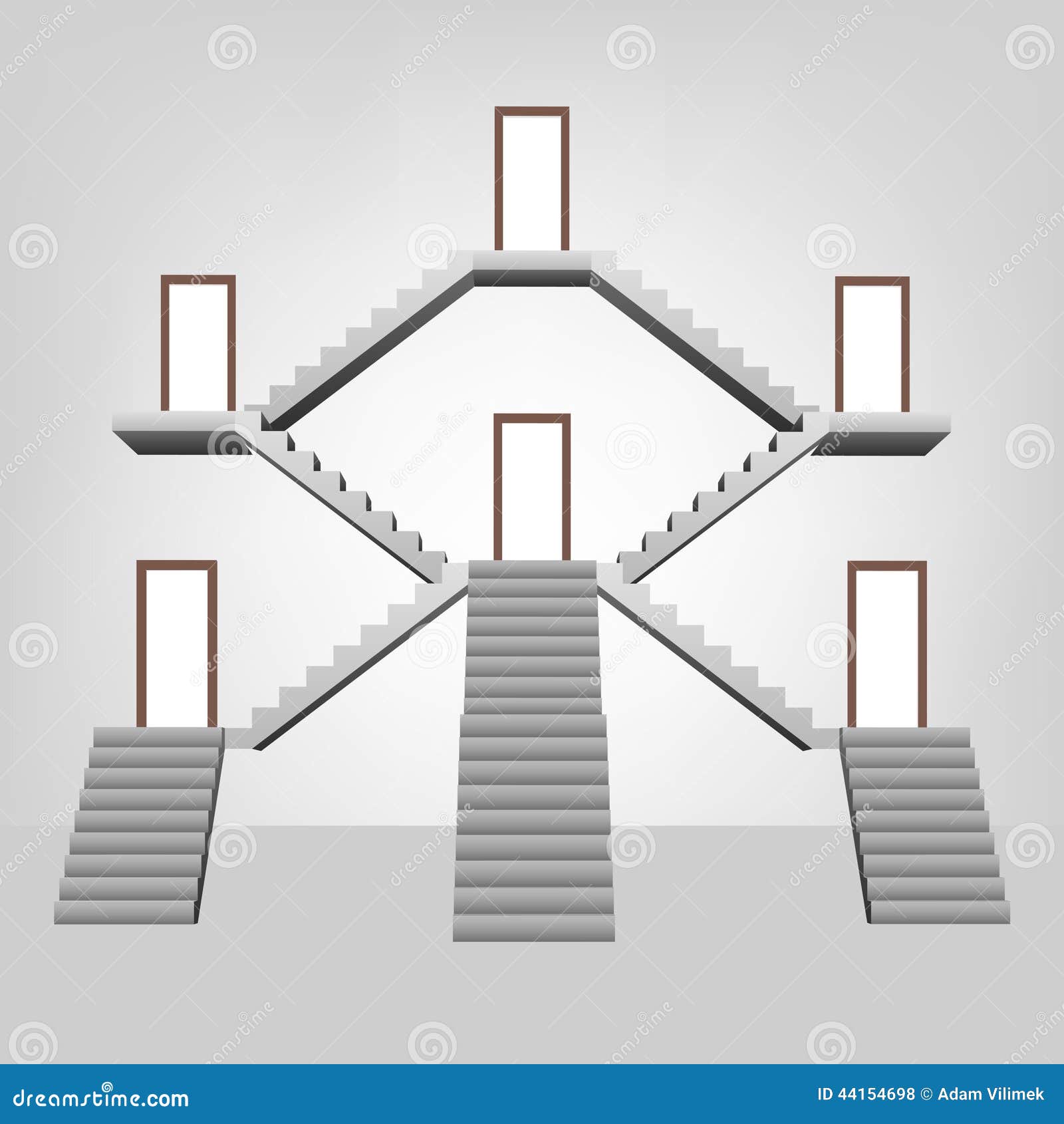 Staircase Space Construction with Doors Template Concept Stock Vector ...