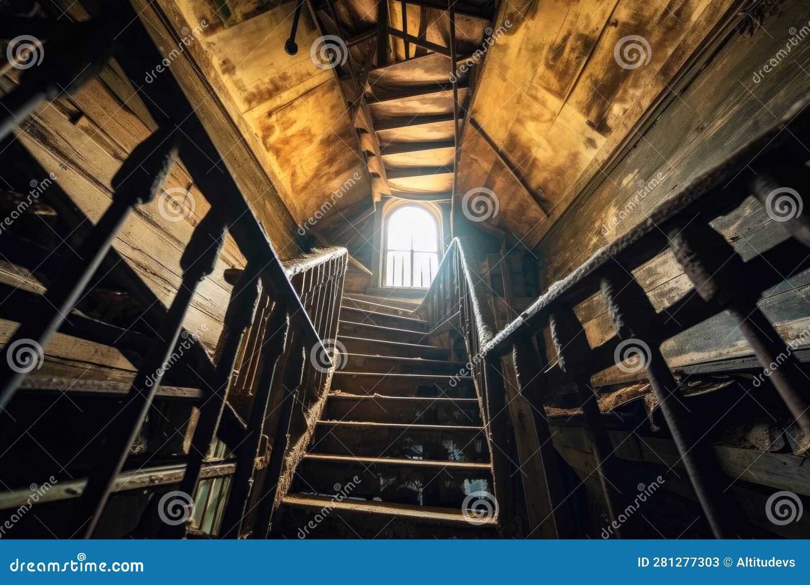 Staircase Spiraling Inside a Historic Lighthouse Tower Stock ...